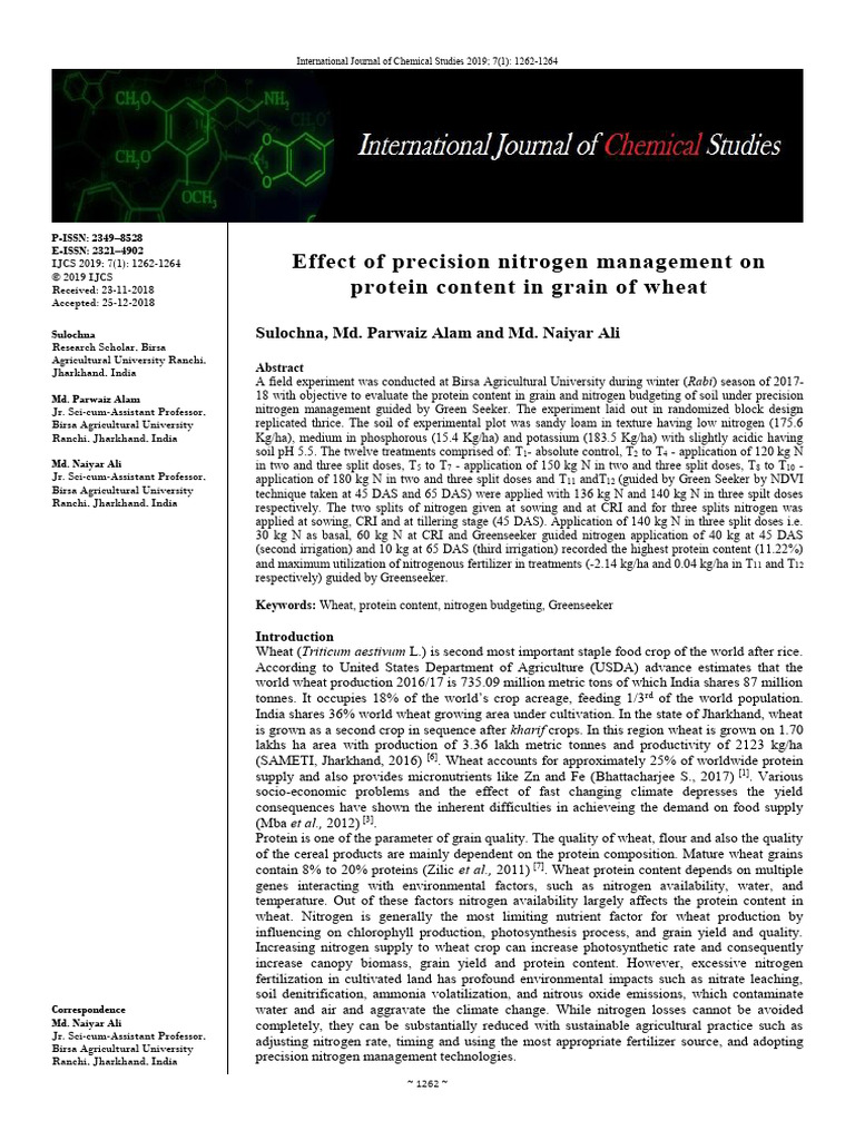 Sulochna Protein Paper 3 | PDF | Wheat | Fertilizer