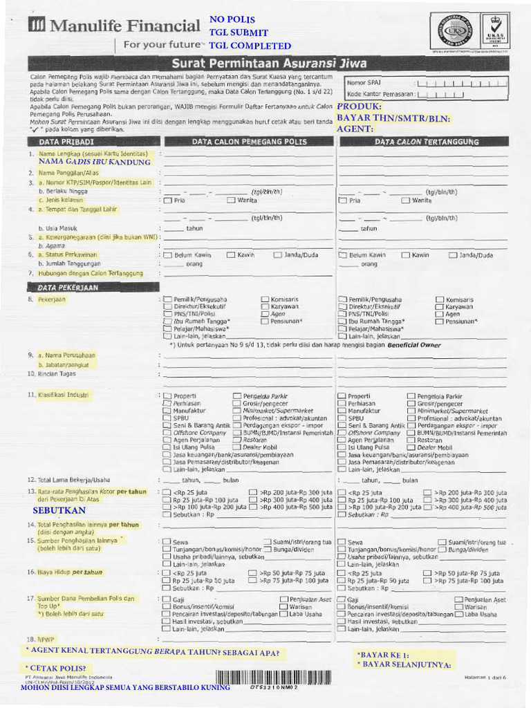 Form Spaj 2024 Ok | PDF