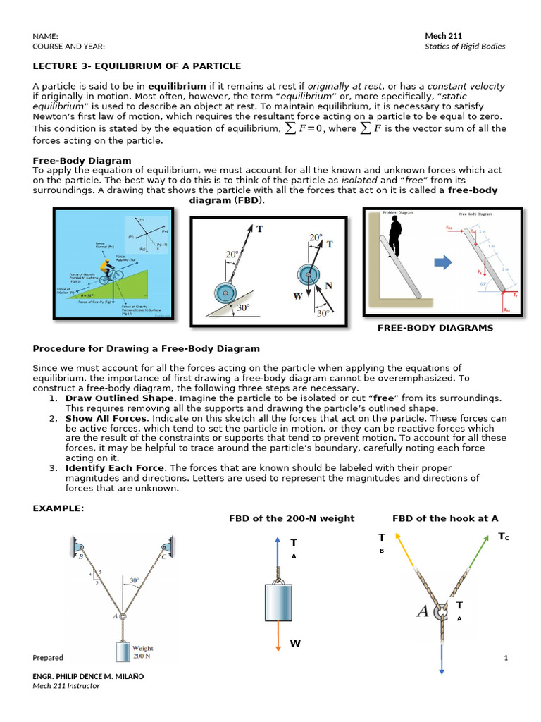 Equilibrium in Statics: Free-Body Diagrams | PDF | Force | Mathematical ...