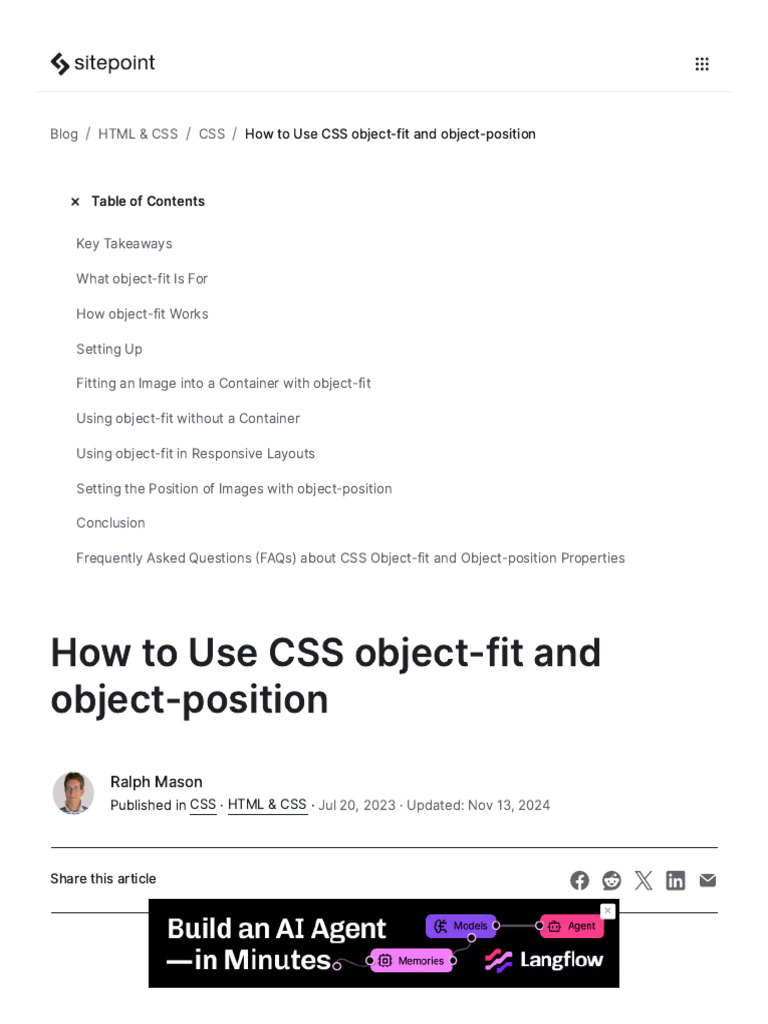 How To Use CSS Object-Fit and Object-Position - SitePoint | PDF | Html ...