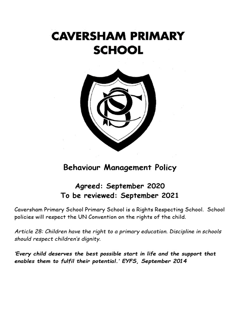 Caversham Primary School Behaviour Policy | PDF | Learning | Behavior