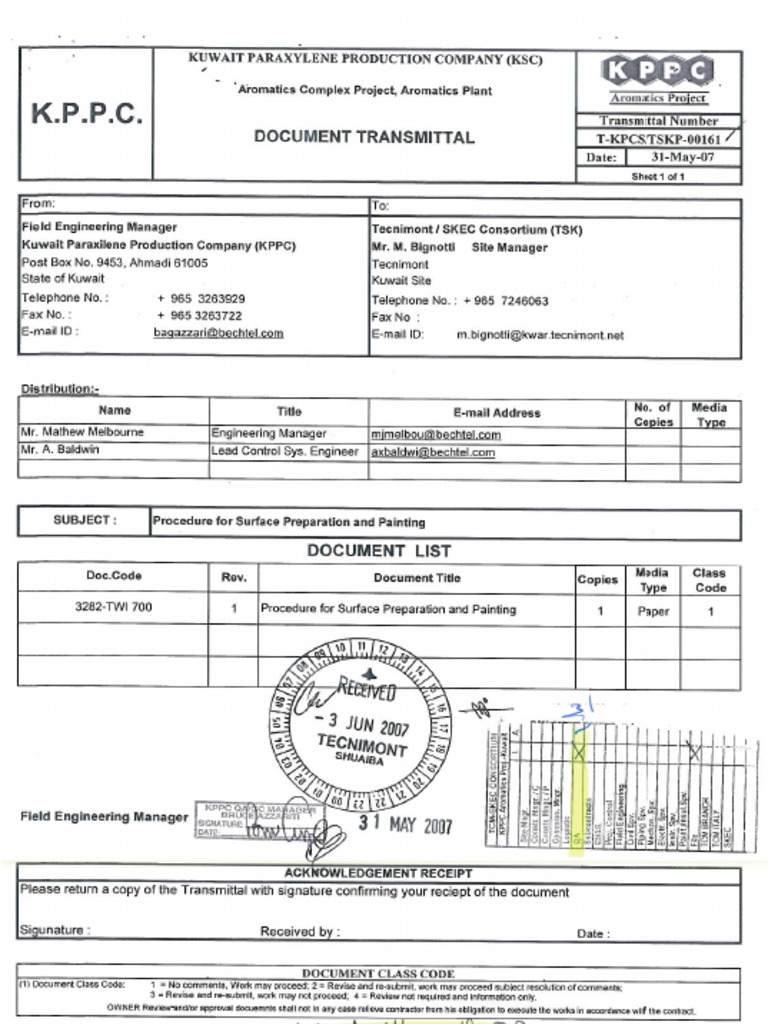 Procedure for Surface Preparation and Painting