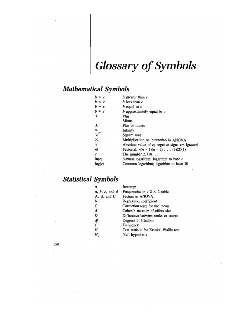 Glossary of Symbols Sept 2021 | PDF