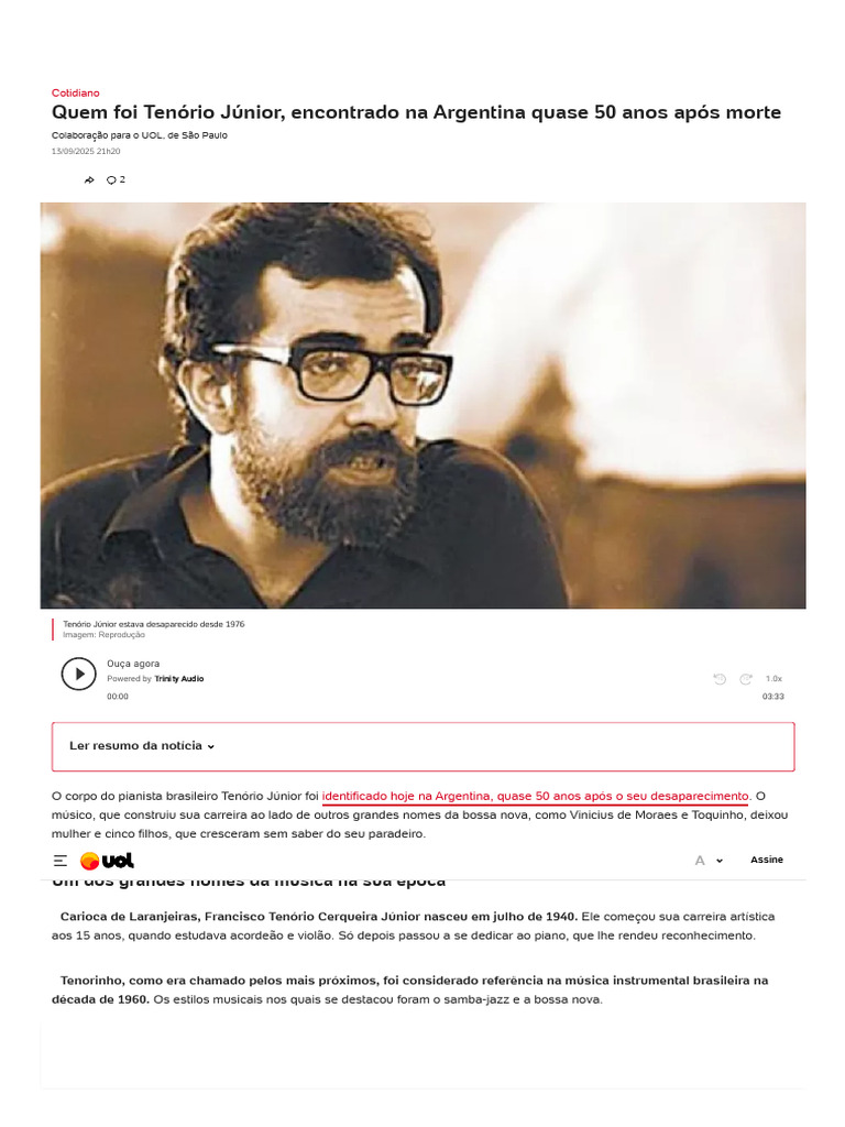 Quem Foi Tenório Júnior, Encontrado Na Argentina 50 Anos Após Morte | PDF