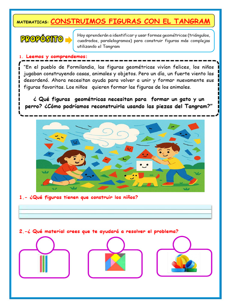 U3 S1 Ficha D4 Mat Construimos Figuras Geometricas Con El Tangram | PDF