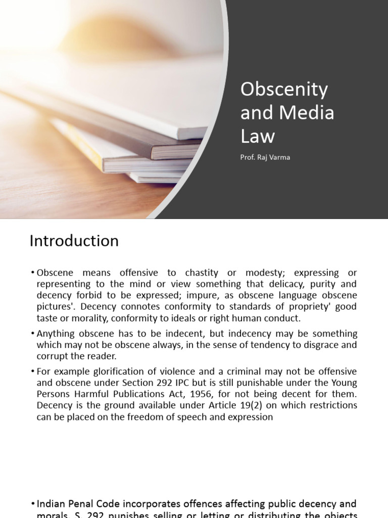 Obscenity in Media Law Explained | PDF | Obscenity | Freedom Of Speech
