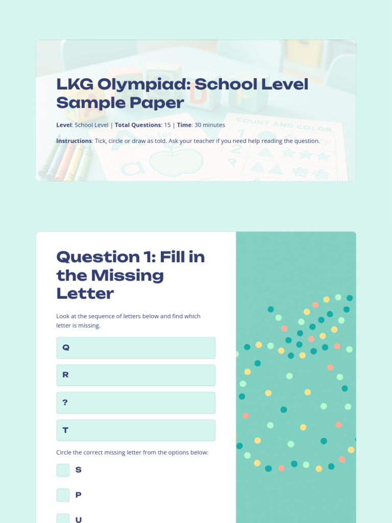 LKG Olympiad English Sample Paper | PDF | Letter Case