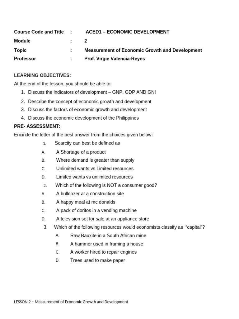 Module 2 Measuring Economic Growth | PDF | Cost Of Living | Gross ...