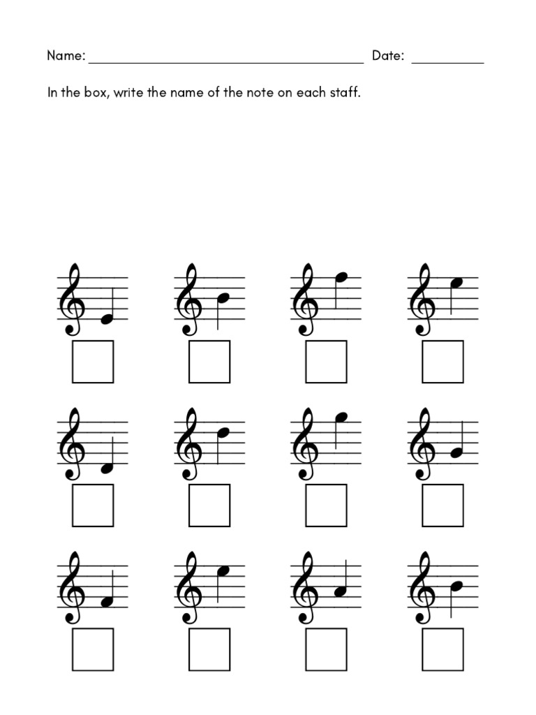 NoteReadingMusicWorksheetFREEBIETrebleClefShortAssessment 1 | PDF