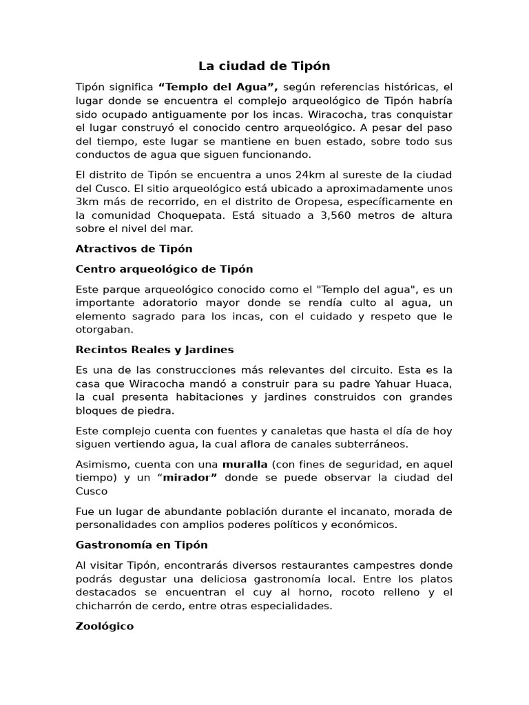 Ruinas de Tipón | PDF | Imperio Inca