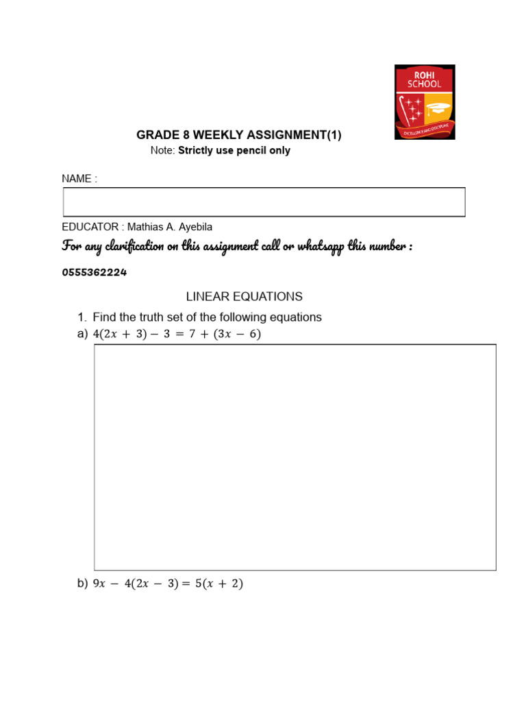 Grade 8 (Weekly Assignment) | PDF