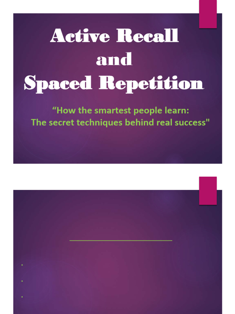 Mastering Learning: Active Recall & Spaced Repetition | PDF | Recall (Memory) | Memory
