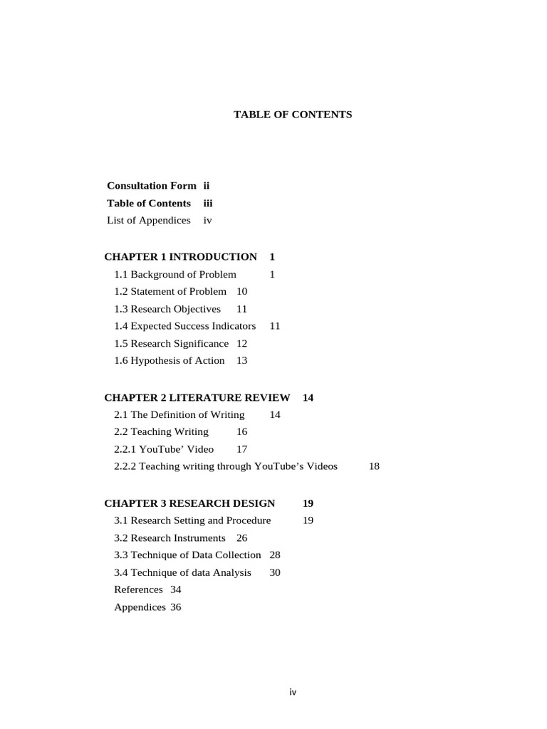 Table of Contents Proposal | PDF