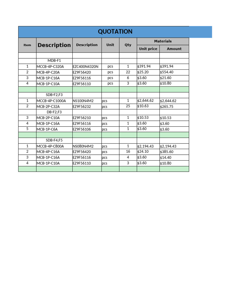 Quotation: Description | PDF