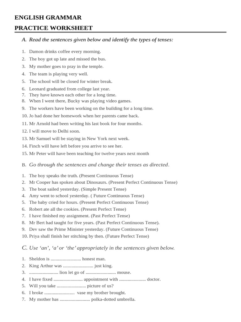 English Grammar Term-1 (Class 7) | PDF | Grammatical Tense | Grammar