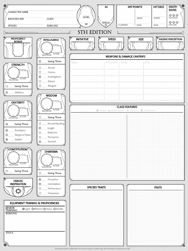2024 Fillable D&D Character Sheet | PDF | Gary Gygax Games | D20 System