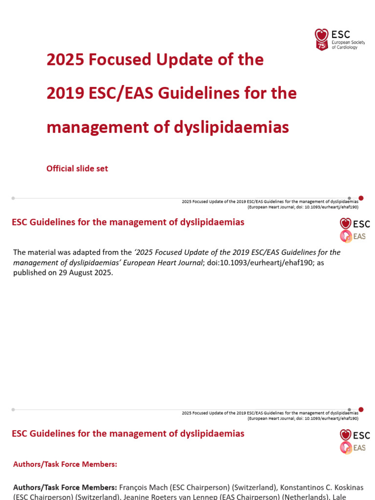 2025 ESC/EAS Dyslipidemia Guidelines Update | PDF | Cardiology ...