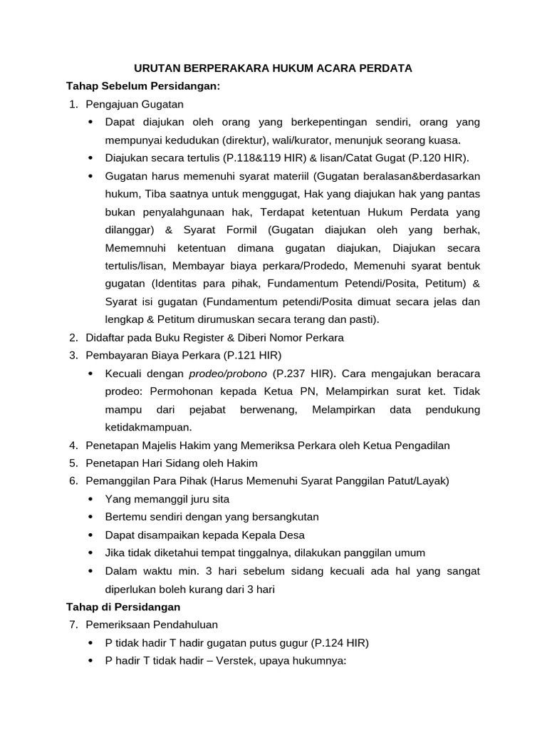 Urutan Berperakara Hukum Acara Perdata | PDF