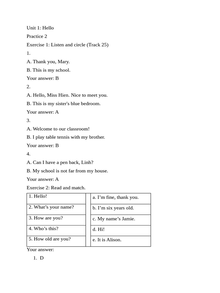 Unit 1 P2 (Key) | PDF