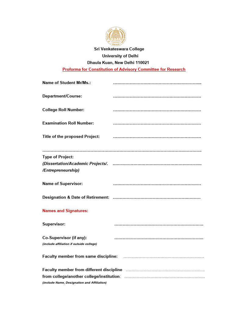 Advisory Committee Proforma for Research | PDF