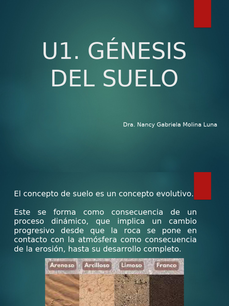 U1. Génesis Del Suelo: Dra. Nancy Gabriela Molina Luna | PDF | Roca ...