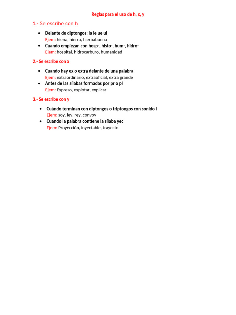 Reglas para El Uso de H | PDF