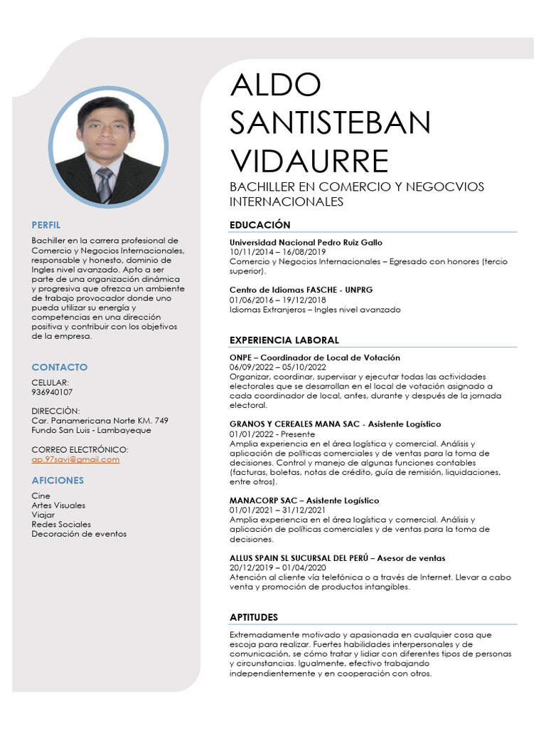 Cv Documentado Aldo | PDF | Información