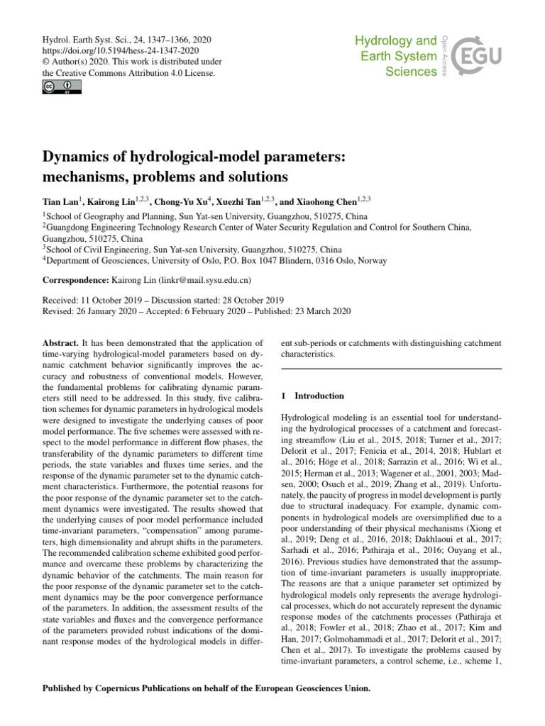 Dynamics of Hydrological-Model Parameters-Mechanisms, Problems and ...