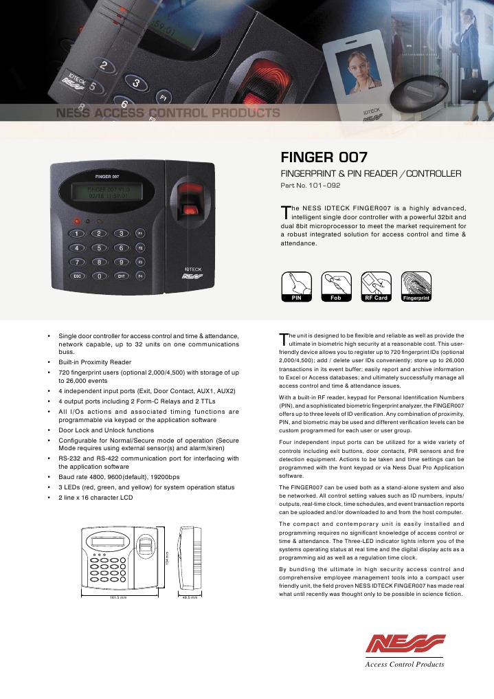 Finger007 Datasheet | PDF | Access Control | Areas Of Computer Science