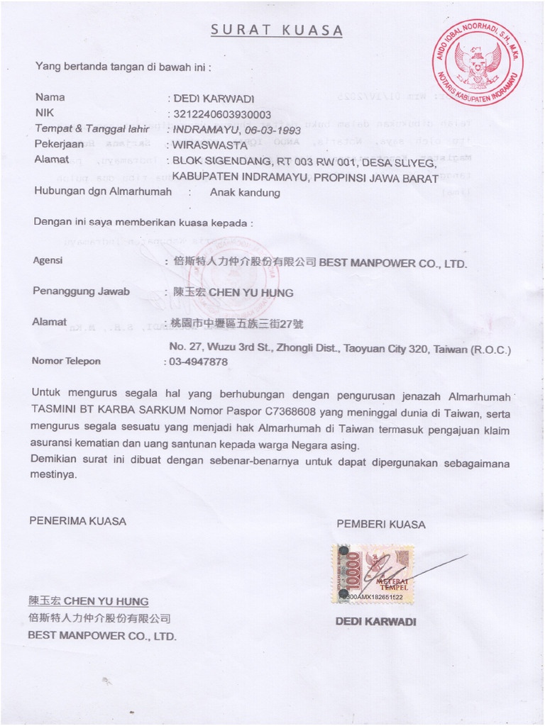 Surat Kuasa Notaris | PDF
