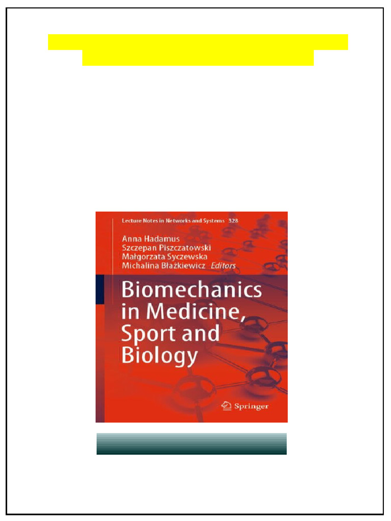 Biomechanics in Medicine Sport and Biology 1st Edition Anna Hadamus Complete Edition | PDF ...