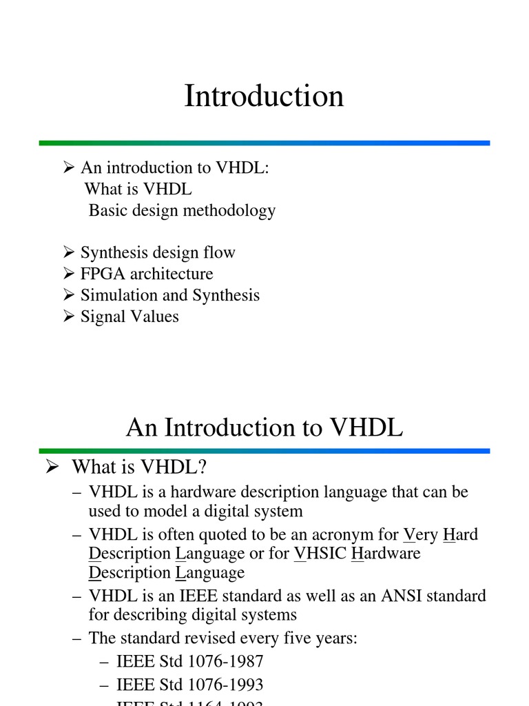 An Introduction To Vhdl What Is Vhdl Basic Design Methodology Synthesis Design Flow Fpga 4327