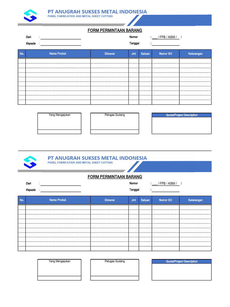 Form Permintaan Barang ASMI | PDF