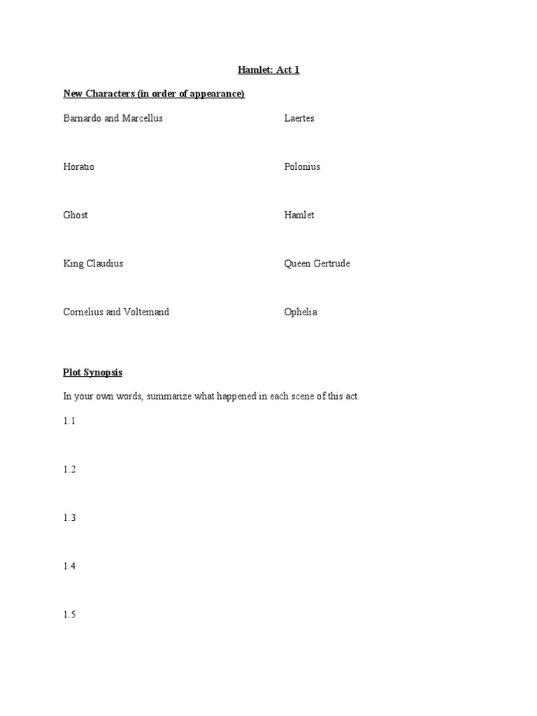 Hamlet Acts 1-5 Packet | PDF | Literary Archetypes | Hamlet