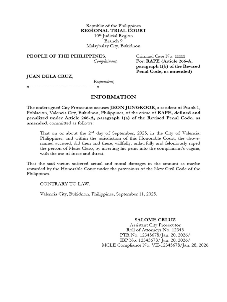 Information: Complainant | PDF | Prosecutor | Crimes