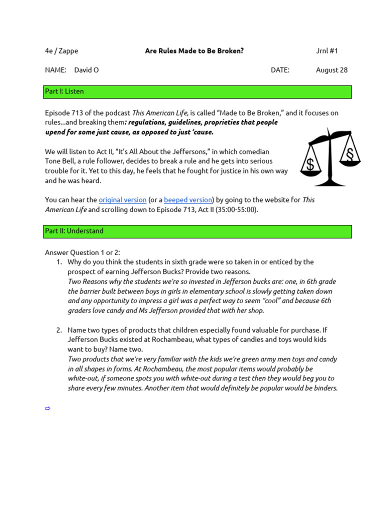 4e - JRNL #1 - Are Rules Made To Be Broken - (08!27!24) | PDF