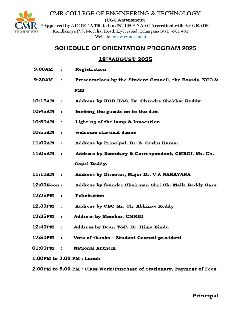 Orientation Day Schedule 2025-9f6c259a | PDF