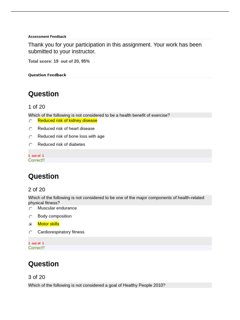 Health and Wellness Quiz 1 | PDF | Physical Fitness | Hypoglycemia