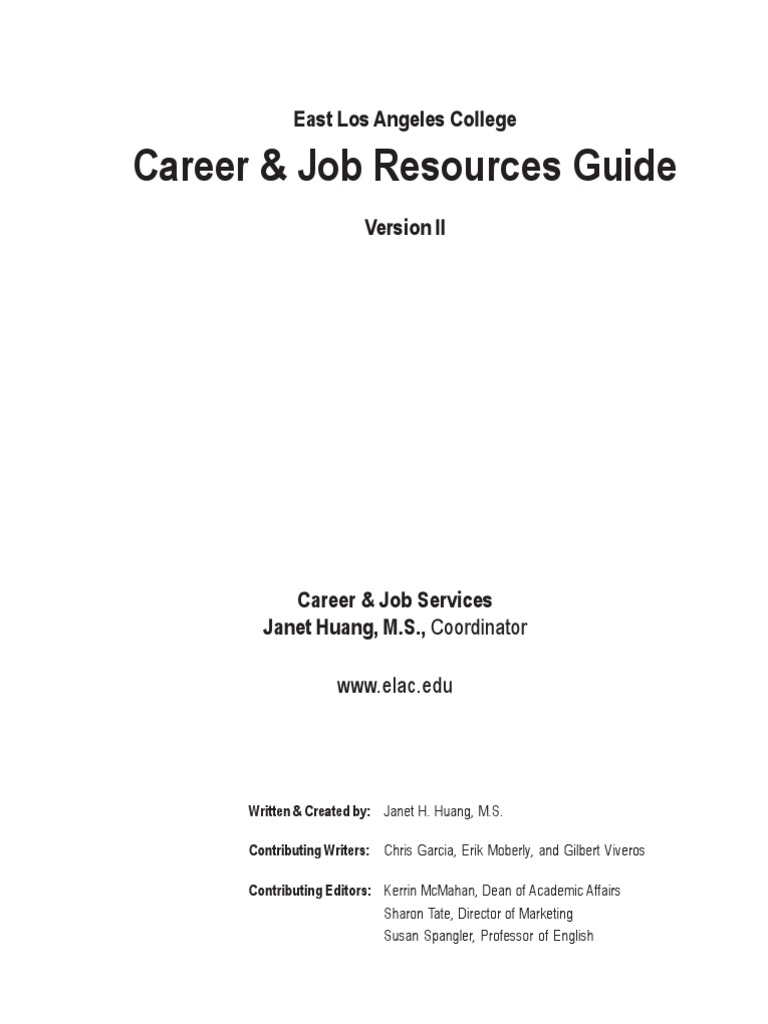 ELAC Carrear and Job Resoures Guide | PDF | Internship | Job Hunting