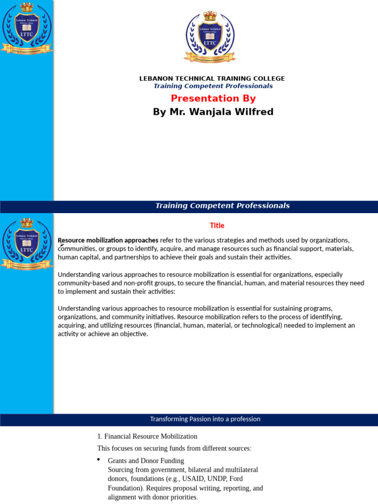 Understanding Various Approaches To Resource Mobilization Module 1 ...