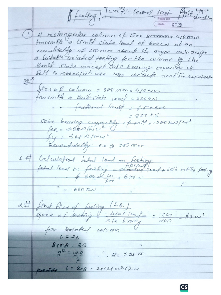 Footing Notes-Solved | PDF
