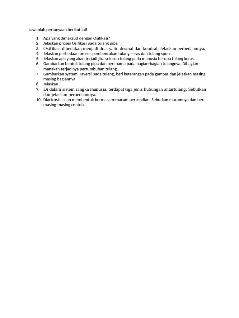 Proses dan Jenis Osifikasi Tulang Manusia | PDF