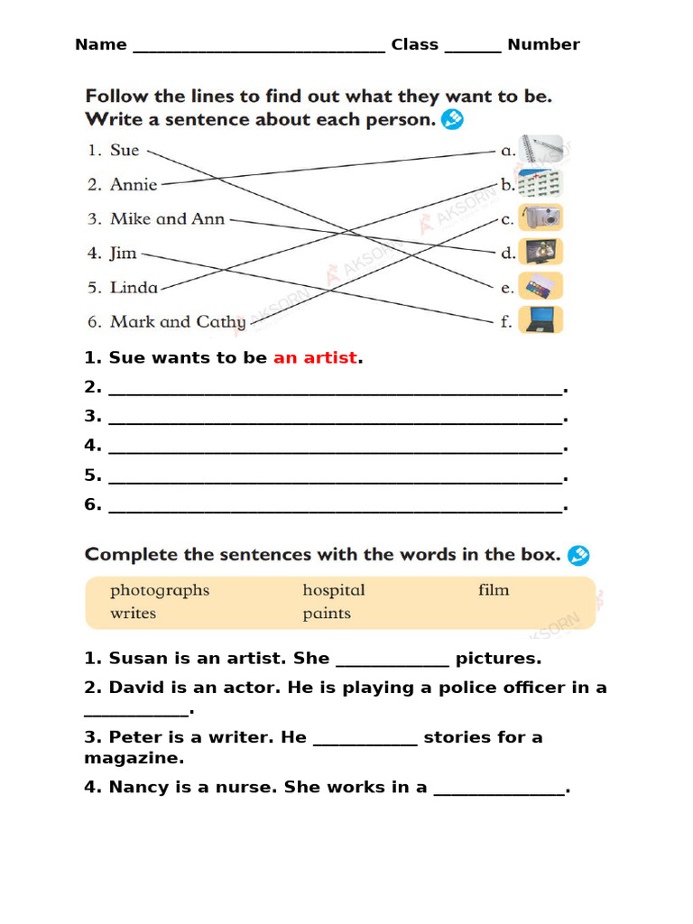 Occupation Worksheet P6 | PDF