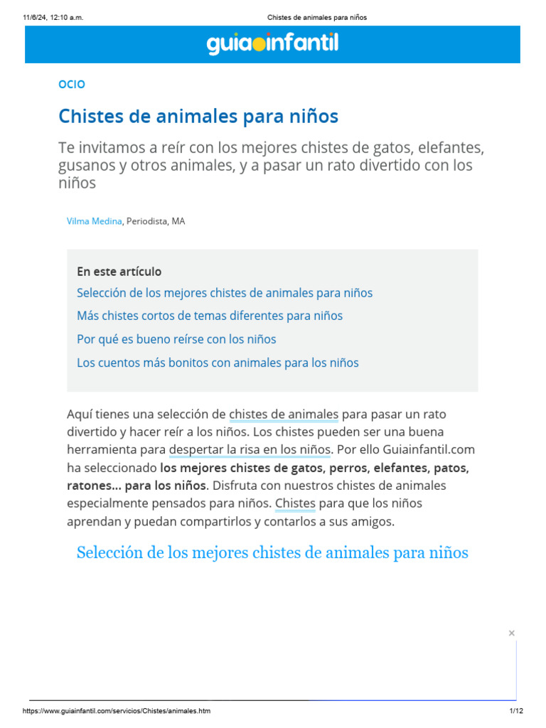 30 Chistes Cortos de Animales para Niños | PDF | La risa | Chistes