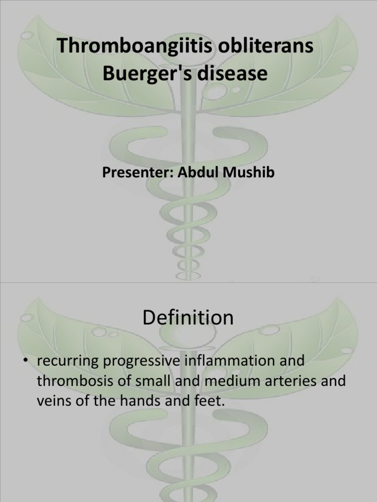 Thromboangiitis Obliterans Buerger's Disease: Presenter: Abdul Mushib | PDF