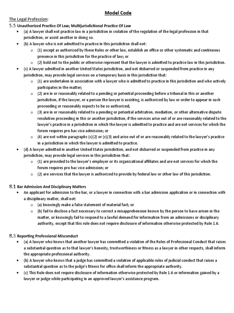 Model Code: The Legal Profession | PDF | Practice Of Law | Attorney ...