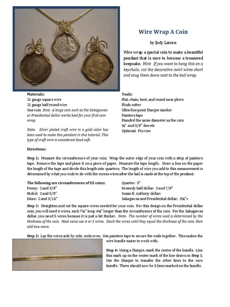 Wire Wrapped Coin Pendant Tutorial | PDF | Wire | Manufactured Goods