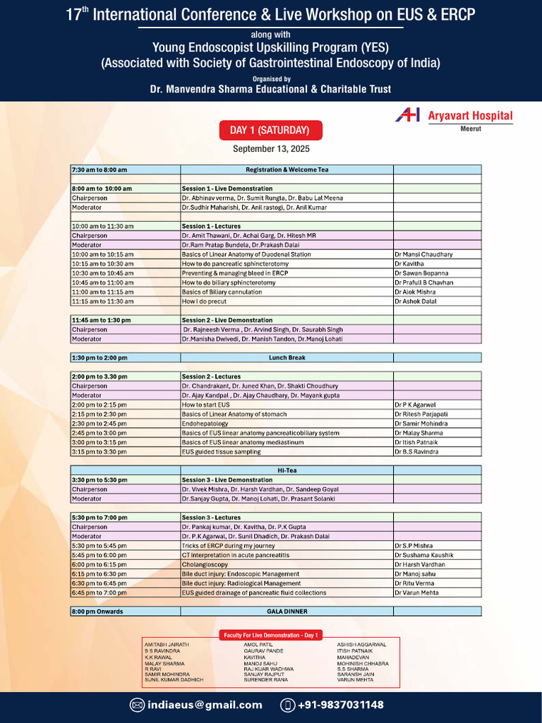 EUS & ERCP Agenda 13 and 14 September 2025 | PDF