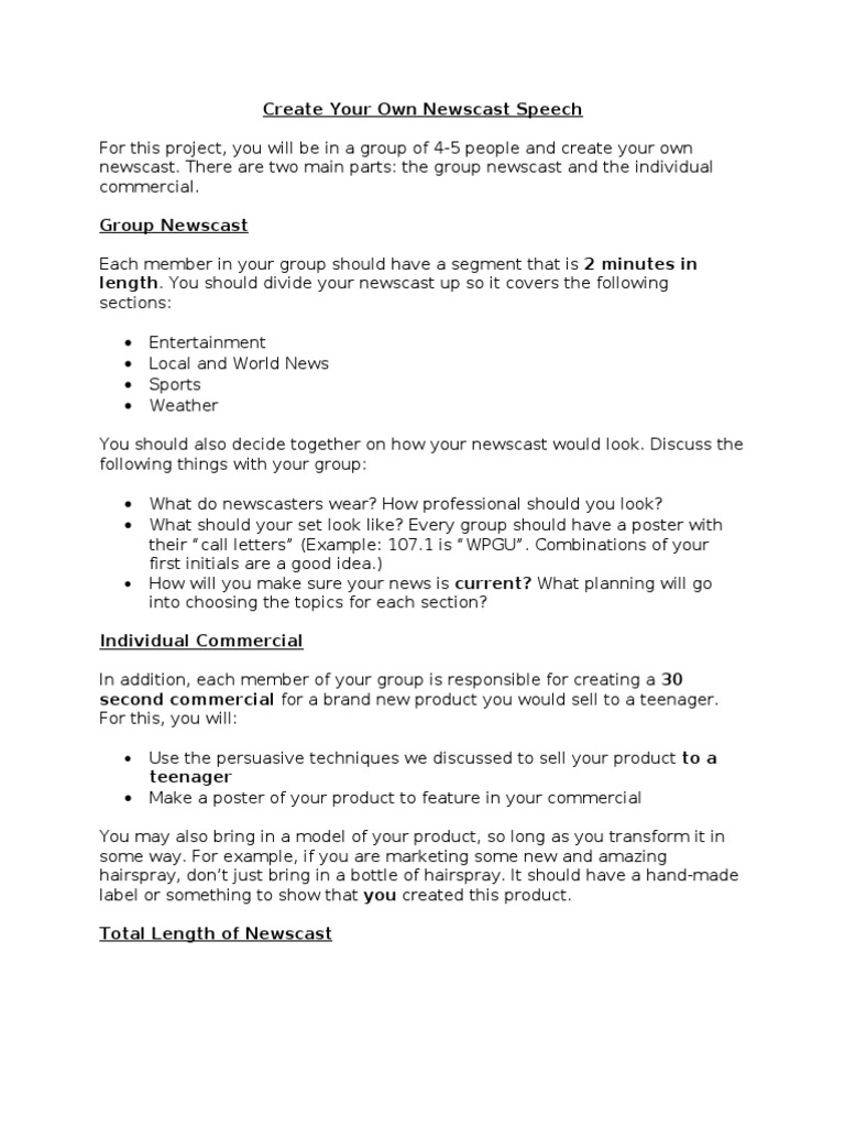 Create Your Own Newscast Project Guide | PDF | Logos | Fallacy