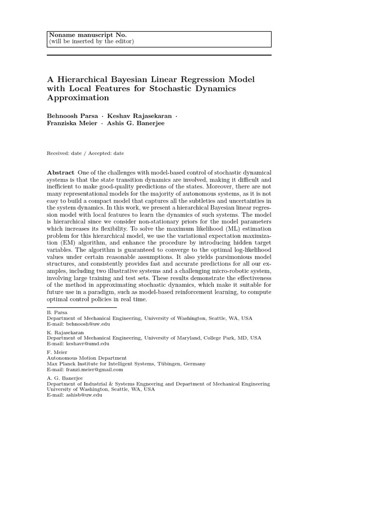 A Hierarchical Bayesian Linear Regression Model | PDF | Regression Analysis | Bayesian Inference